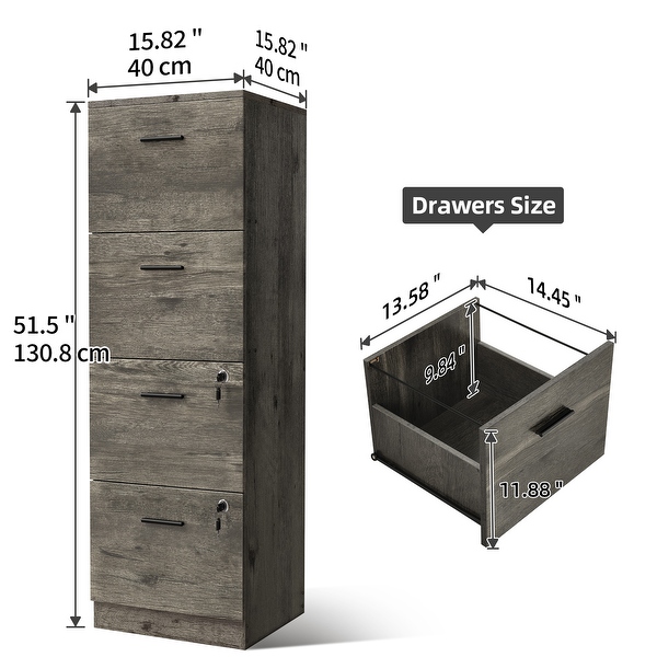 Moasis 51 H 4 Drawers File Cabinet Lockable Vertical Storage Cabinet for Home Office White