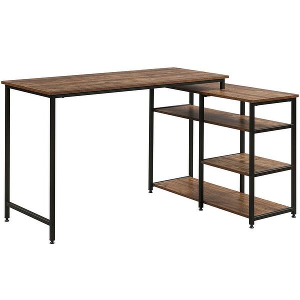 Merax Home Office Industrial Reversible L-Shaped Computer Desk with ...