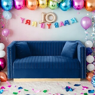 Contemporary Vertical Channel Tufted Velvet Sofa Loveseat Modern ...