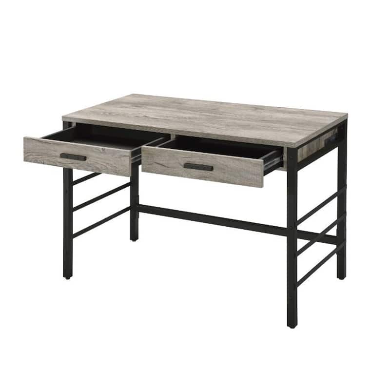 Built-in USB Port Writing Desk in Light Weathered Oak and Black ...