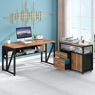 2 Piece computer desk and file cabinet, Home Office Furniture with ...