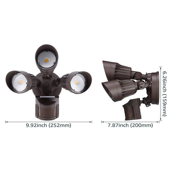 30W Dual-Head LED Security Light with GFCI Outlets, Motion Sensor ...