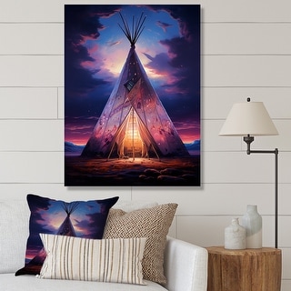 Designart "Native Tipi Sacred Visions" Native American Art Canvas ...
