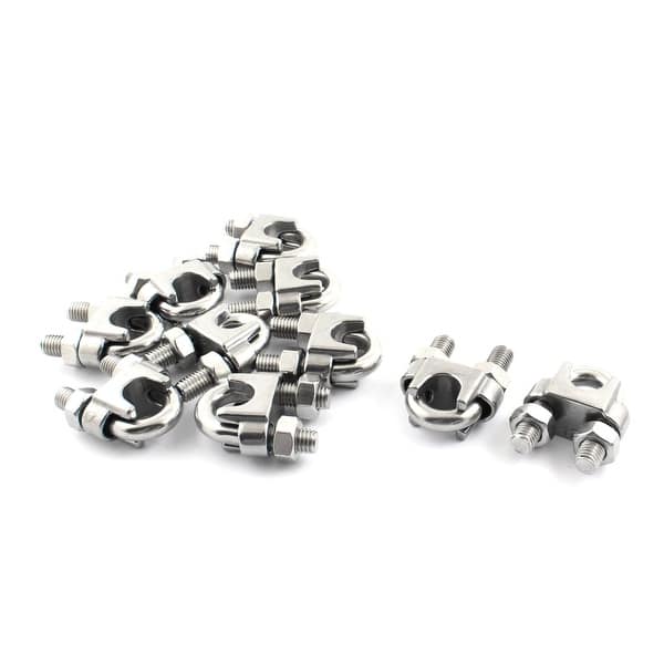 10PCS Stainless Steel 1/2" 12mm Wire Ropes Clip Cable Clamp Silver Tone ...