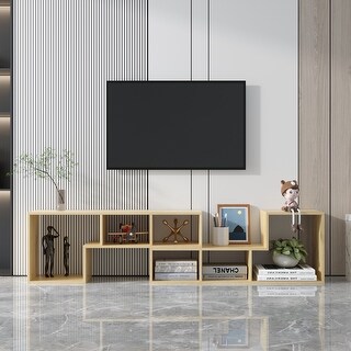 Abstract Living Room Bookcase Double L-Shaped Low Floor TV Stand with ...