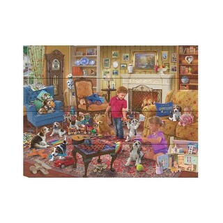 Bigelow Illustrations 'Fun with Puppies' Wood Slat Art - Multi - Bed Bath & Beyond - 37479961