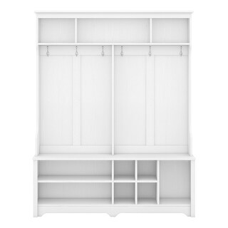 Entryway Free Stand Clothes Hat Rack Hall Tree w/ Shoe Cubbies, White ...