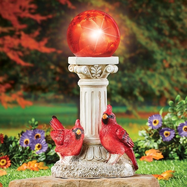 Solar Powered Hand-Painted Cardinals Orb Light - Medium - Bed Bath ...