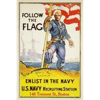 US Navy - Follow The Flag - Vintage Advertisement (Art Print - Multiple ...