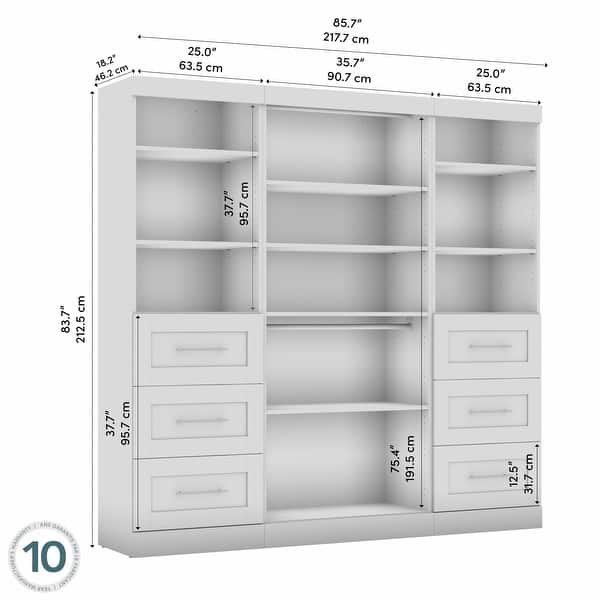 Pur 86W Closet Organization System with Drawers by Bestar - 86" - Bed ...