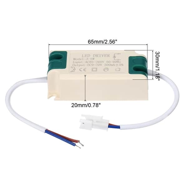 3-5W 300mA LED Driver, AC 85-265V Output 9-20V DC Male Connector - Bed ...