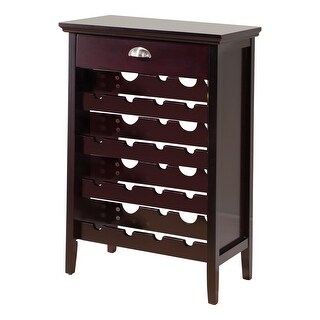 Pilaster Designs Dark Cherry Wood Wine Rack Buffet Display Cabinet - 24 ...