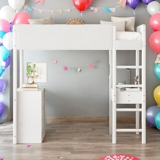 Modern Twin Size Loft Bed With Storage Shelf,Drawers and Convertible ...