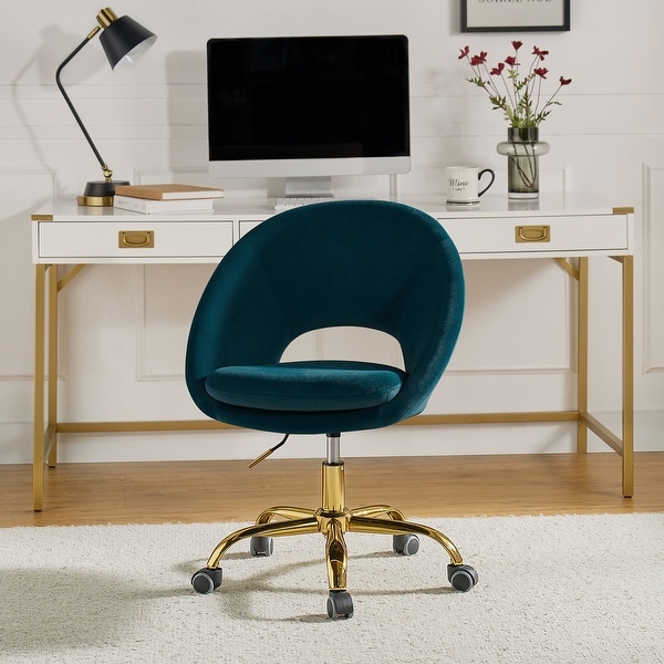 Ramona Modern Velvet Height Adjustable Swivel Task Chair with Metal Base by HULALA HOME On Sale Bed Bath Beyond 29126408