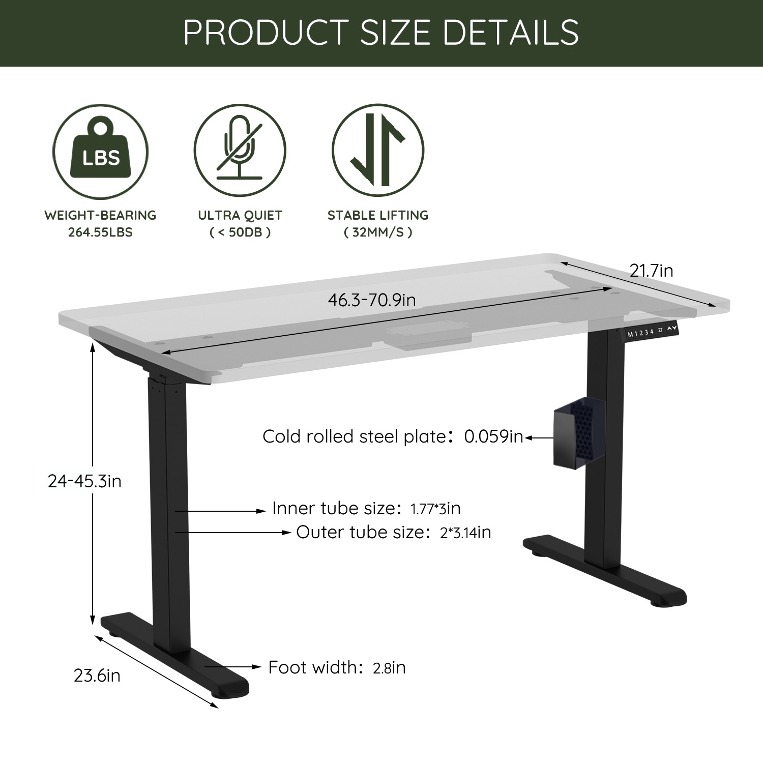 Adjustable Height Desk with Metal Drawer - Bed Bath & Beyond - 38207163