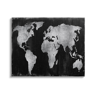 Stupell Weathered Black World Map Canvas Wall Art by Russell Brennan ...