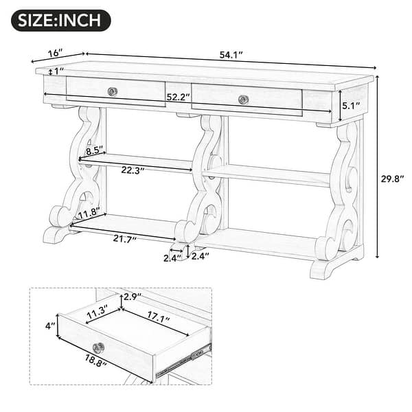 Rectangular Wood Corridor Console Table Entryway Table w/Drawers - Bed ...