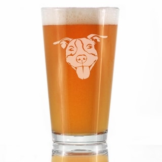 Pitbull Happy Face - Beer Pint Glass - Pit Bull Dog Gifts - 16 Ounce ...