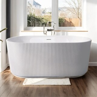 59" Acrylic Free Standing Soaking Tub with Chrome Pop-up Drain - Bed ...