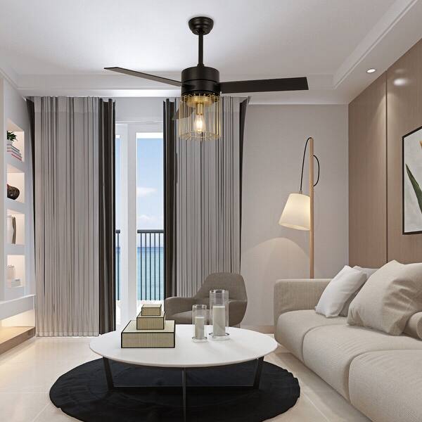 48'' Rustic Industrial Ceiling Fan Black Light with Remote Control ...