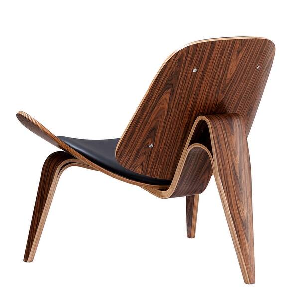 Mid-Century Style Shell Chair Upholstered Leather Lounge Chair - Bed ...