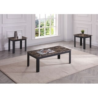 Titanic Furniture Gaby 3-Piece Table Set with Brown Faux Marble - 3 ...