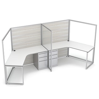2-Person U-Shaped Privacy Call Center Cubicle Workstations 4 x 4 x 65 ...