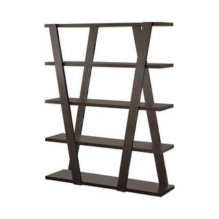 Cappuccino Bookcase with Inverted Supports and 4-Tier Open Shelves ...