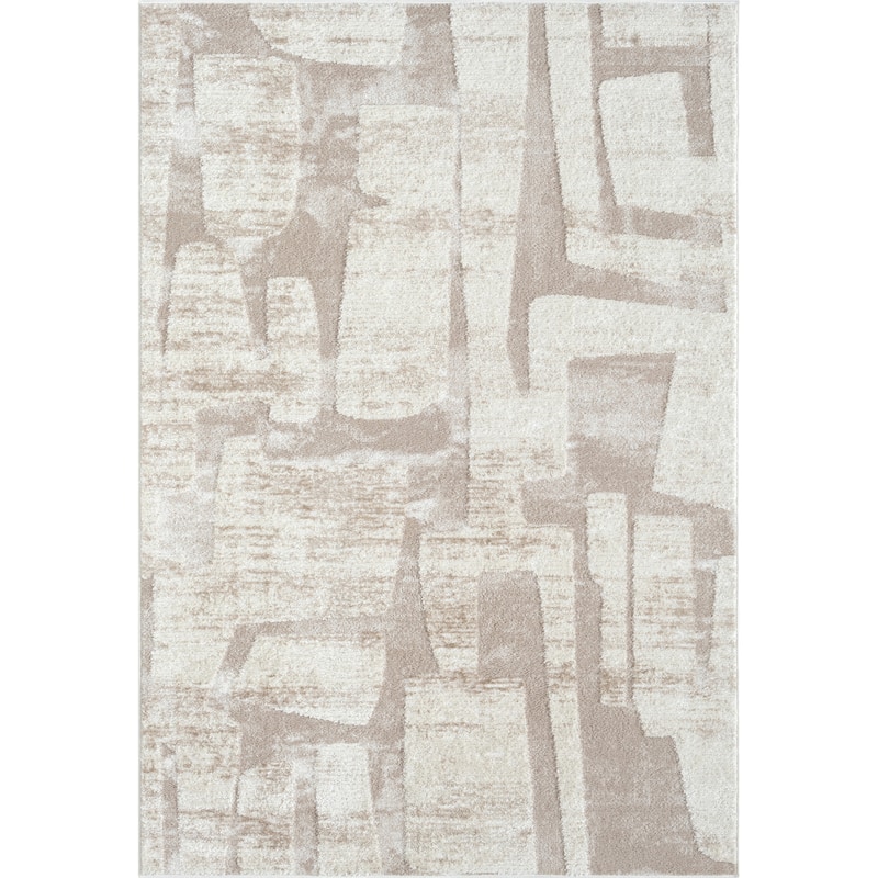 Abani Viva VIV120A Neutral Cream Beige Block Pattern Area Rug ...