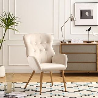 Accent Chair Modern Tufted Button Wingback Vanity Chair with Arms ...
