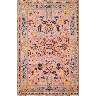 Pink Heriz Serapi Indian Rug Hand-Knotted Wool Carpet - 3'0"x 4'11 ...