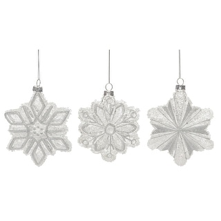 Set of 3 Clear Glass Snowflake Christmas Ornaments 5.25" - Bed Bath ...
