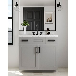 Nelson Cabinetry 42" Gray Shaker Wood Single Sink Bathroom Vanity with ...