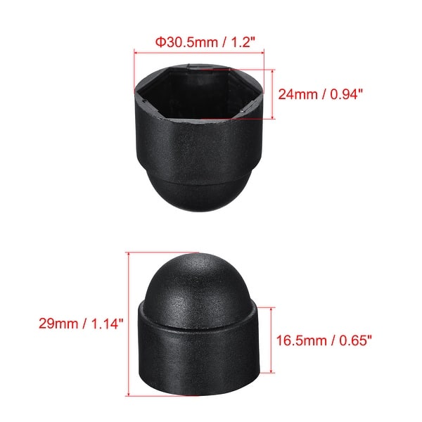 Plastic Dome Bolt Nut Protection Cap M16 / 24mm Hex Screw Cover Black ...