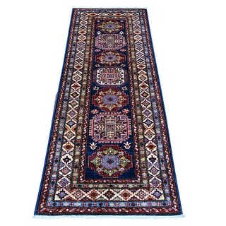 Shahbanu Rugs Delft Blue Afghan Super Kazak Hand Knotted All Over Large ...