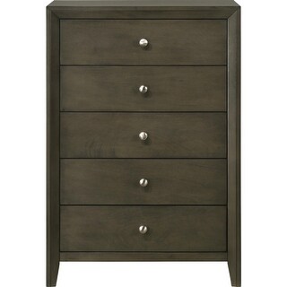 5 Drawers Wooden Rectangular Chest with Panel Legs in Grey - Bed Bath ...