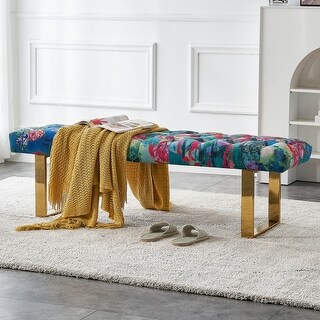 Fabric Upholstered Bench with Gold Metal Legs - Bed Bath & Beyond ...