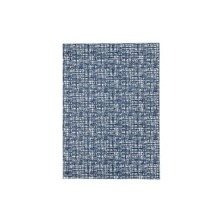 Machine Woven Fabric Rug with Embossed Cross Hatch Design, Medium, Blue ...