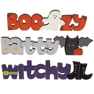 3 Assorted Boozy Witchy Batty Halloween Wooden Letter Blocks - 2” H x 6 ...
