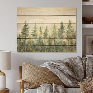 Designart "Pine Trees Minimalism Dream" Trees Wood Wall Decor ...