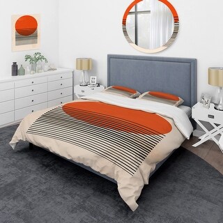 Designart "Minimal Geometric Orange Bold Sunset II" Orange Modern ...