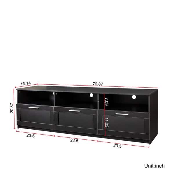Modern Minimalist 80" TV Cabinet with 3 Open Storage Spaces and 3 ...