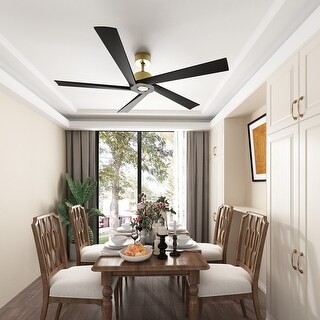 64-Inch Ceiling Fan with Wood Blades and Reversible 6-Speed Motor - Bed ...