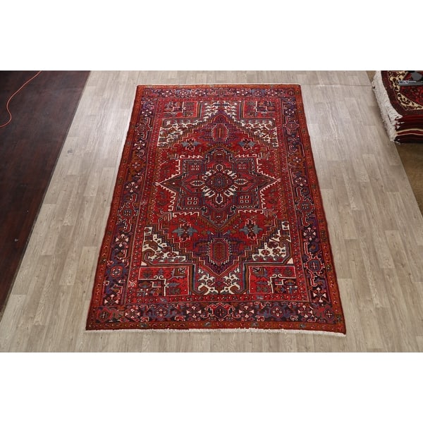 Vintage Geometric Persian Heriz Living Room Area Rug Wool Handmade - 7 ...