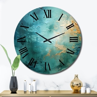 Designart "Teal Oasis III" Abstract Landscape Oversized Wall Clock ...
