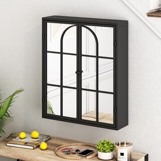 Vintage Flower Windows Wall Medicine Cabinet with Mirror, Black - Bed ...
