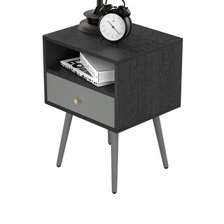 Dark Grey Wooden Texture Bedside Tables, Nightstand Living Room Drawer ...
