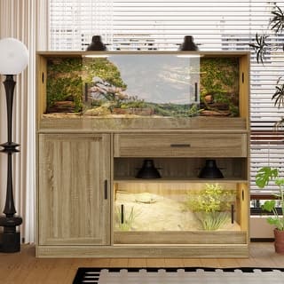 Reptile Cabinet Reptile Enclosure Cabinet with Tempered Glass Sliding ...