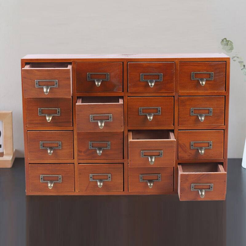Traditional 16 Drawers Wood Apothecary Chest Storage Cabinet ...