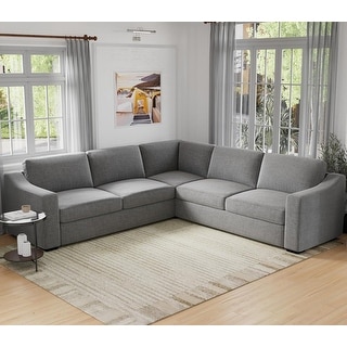 L-Shaped Sofa with Deep Seats, Linen Fabric, Modern Corner Design for ...